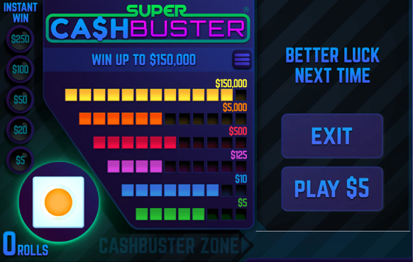 Super Cash Buster Online Gambling Game Atlantic Canada ALC